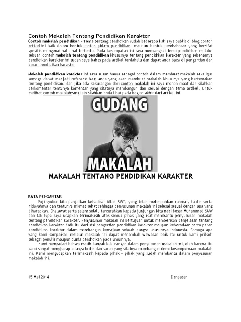 Contoh Makalah Pendidikan Karakter | PDF | Karier & Perkembangan ...
