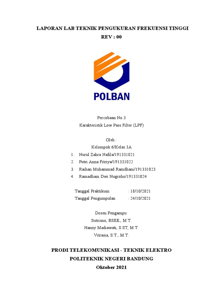 3a - Kel.6 - Filter (LPF BPF) | PDF