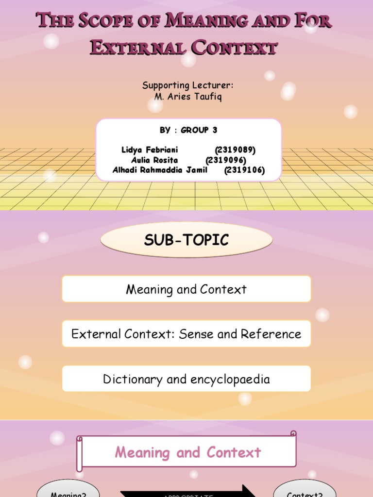 The Scope of Meaning and Context For External Context (Group 3) | PDF ...