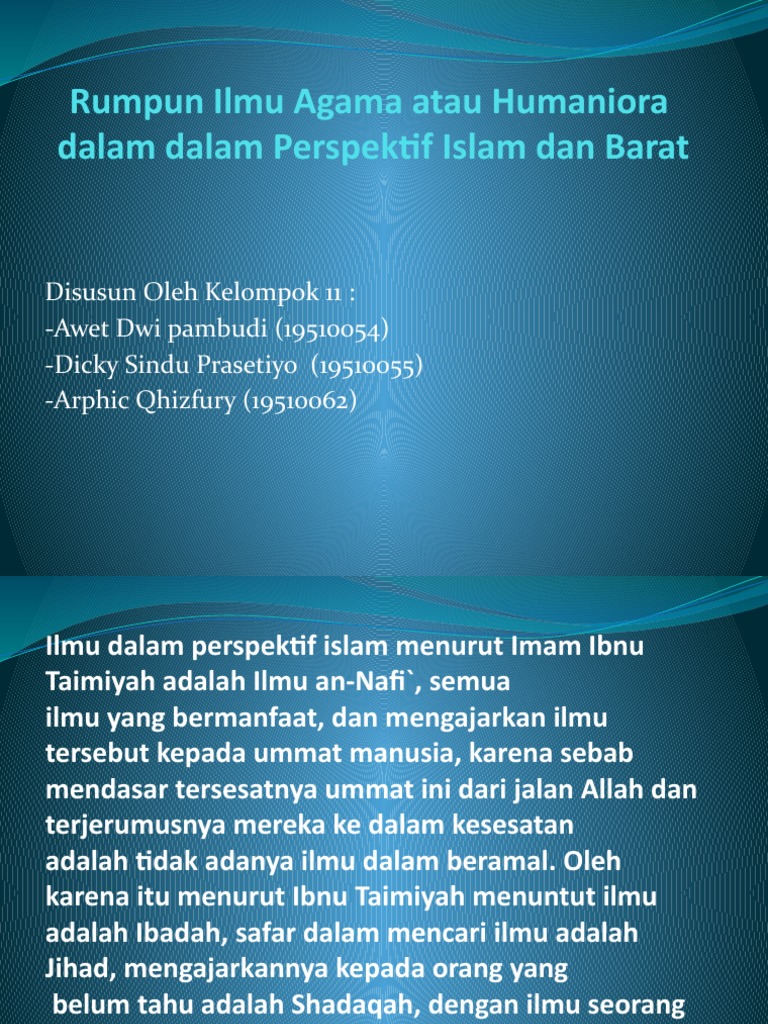 Rumpun Ilmu Agama Atau Humaniora | PDF
