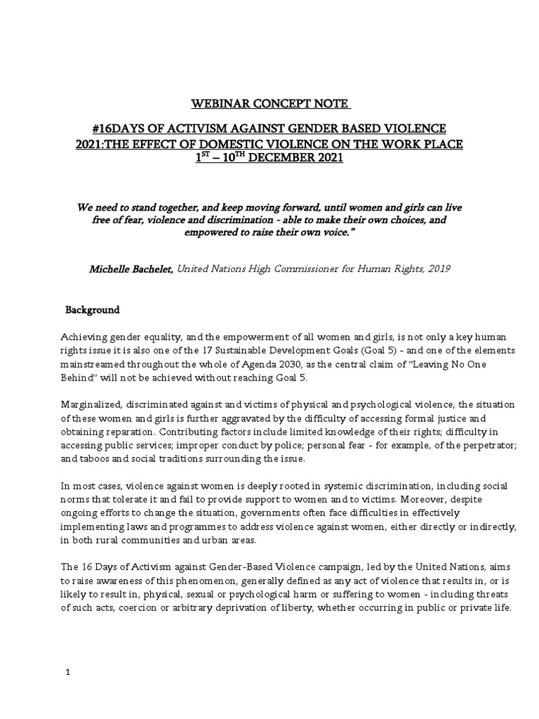 Concept Notes - Webinar On Gender Based Violence | PDF | Violence ...