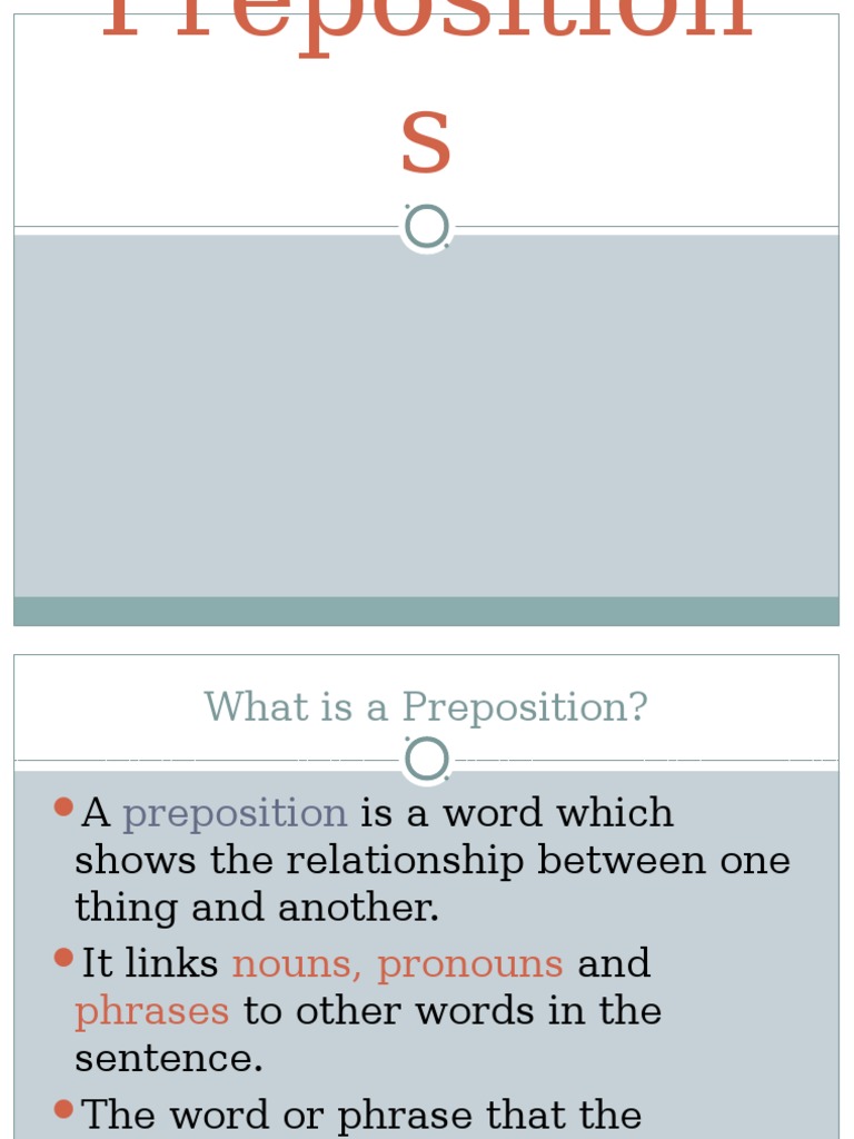 Prepositions 2 | PDF | Preposition And Postposition | Object (Grammar)
