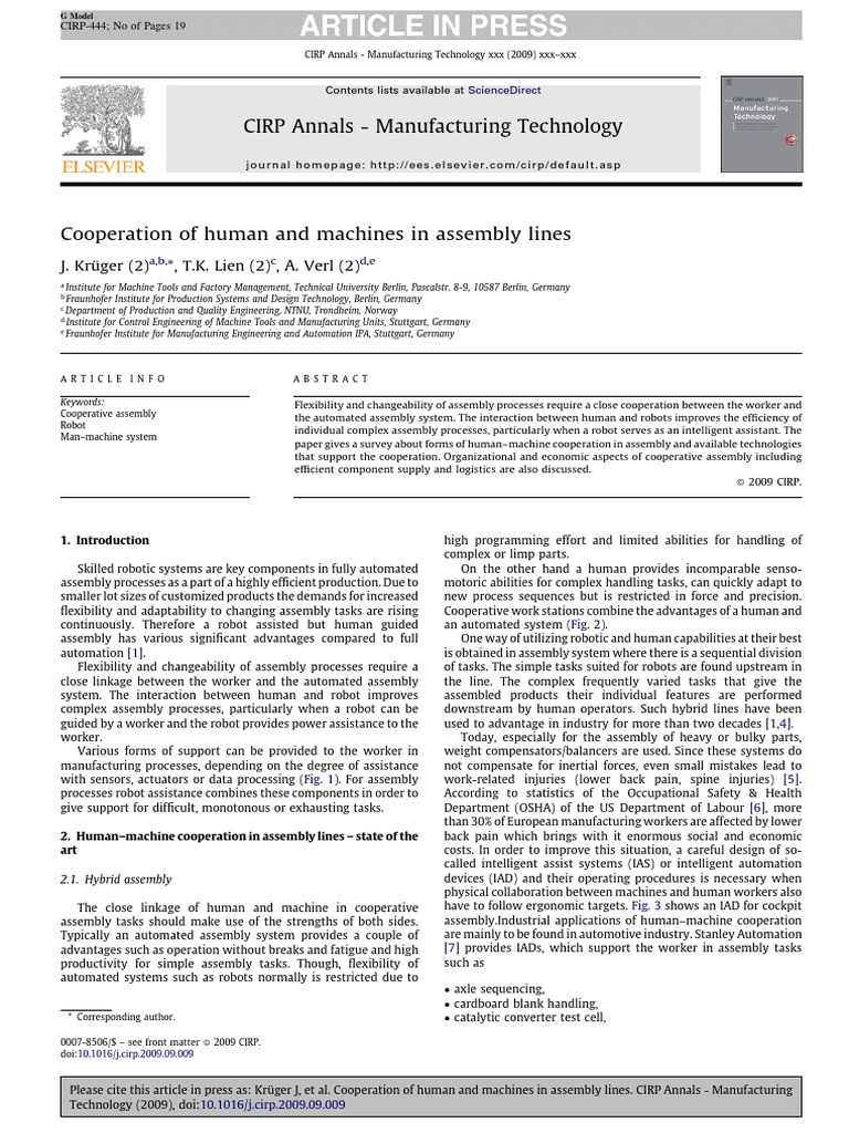CIRP Annals - Manufacturing Technology: J. Kru Ger (2), T.K. Lien (2 ...
