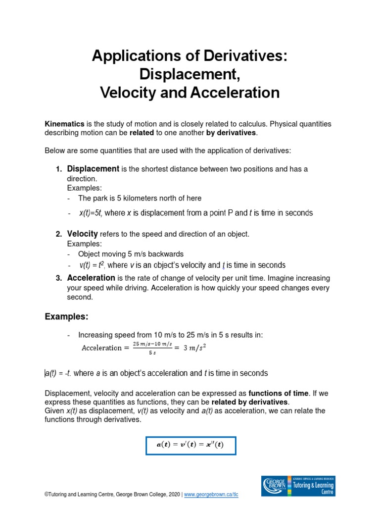 Applications of Derivatives | PDF | Velocity | Acceleration