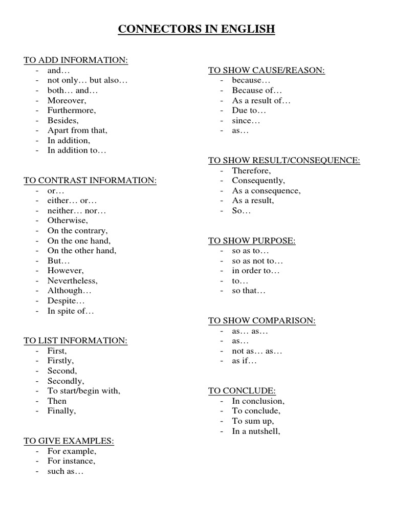 English Connectors Guide | PDF