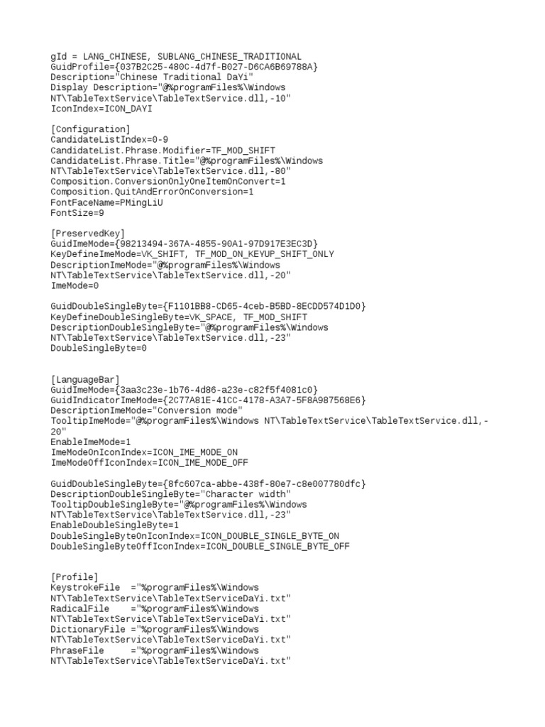 Chinese Traditional DaYi Input Method Configuration Profile | PDF ...