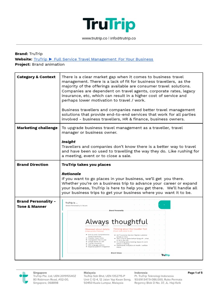 Business Animation Brief for TruTrip | PDF | Business | Marketing