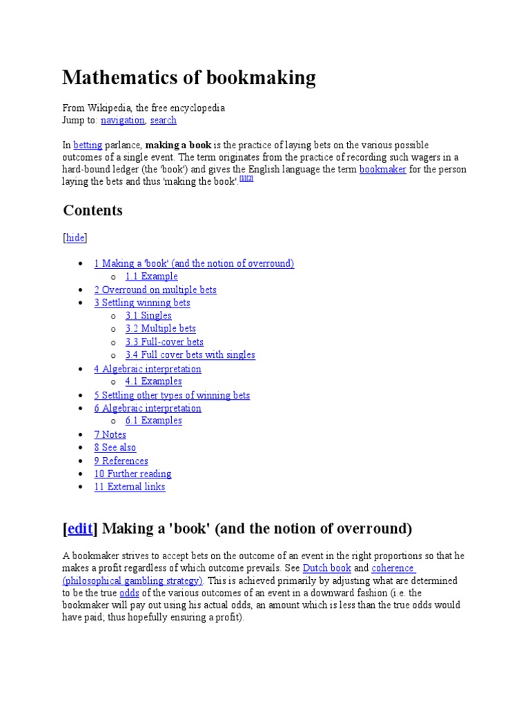 Mathematics of Bookmaking | PDF | Odds | Gambling