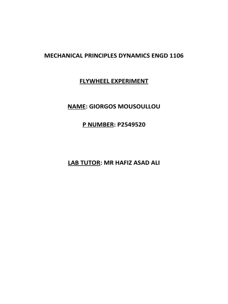 Mechanical Principles Dynamics Engd 1106 | PDF | Experiment | Rotation ...