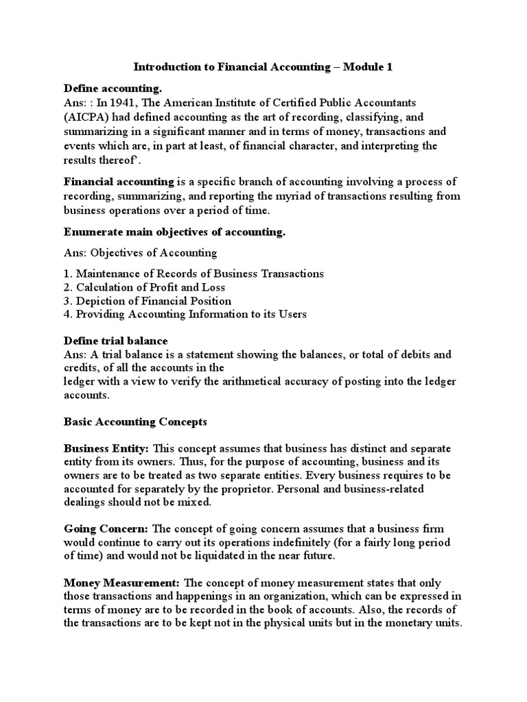 Introduction To Financial Accounting | PDF | Debits And Credits ...