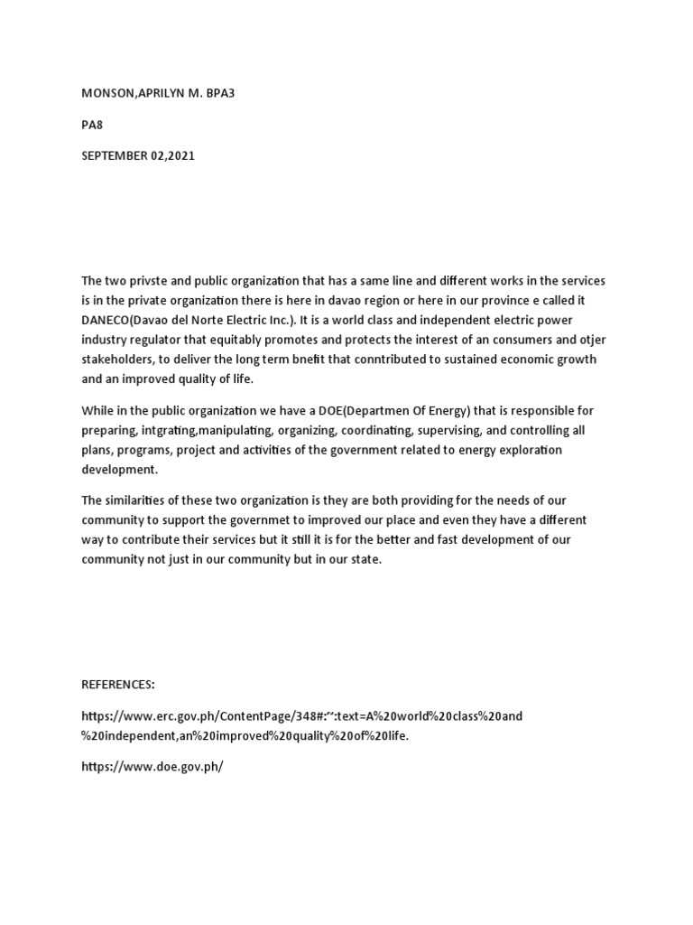 DANECO vs DOE: Energy Services Comparison | PDF