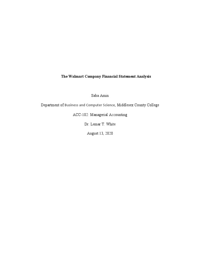 Walmart Financial Statement Analysis 2020 | PDF | Equity (Finance ...