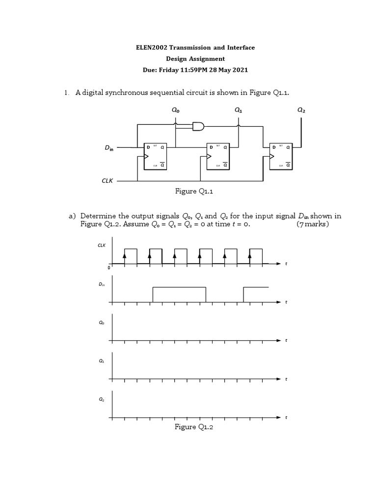 A Digital Synchronous Sequential Circuit Is Shown in Figure Q1.1 | PDF | Logic Gate | Amplifier