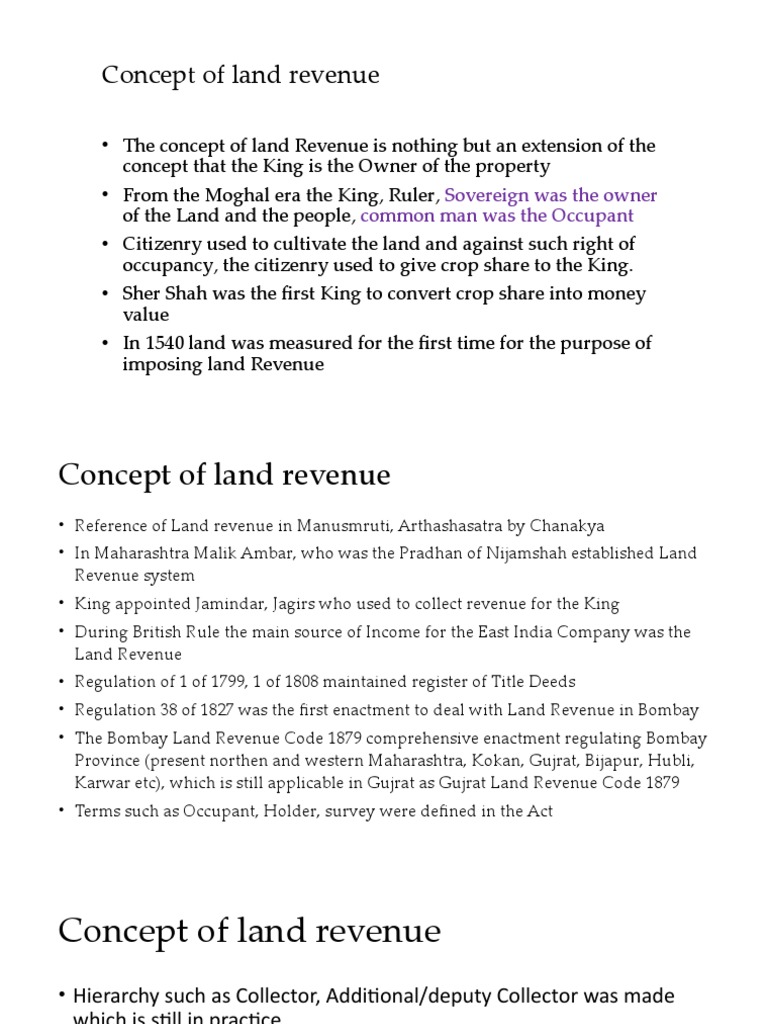 Concept of land revenue system | PDF | Mining | Government