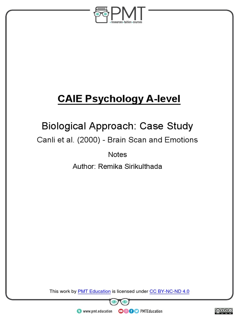 CAIE Psychology A-Level: Biological Approach: Case Study | PDF ...