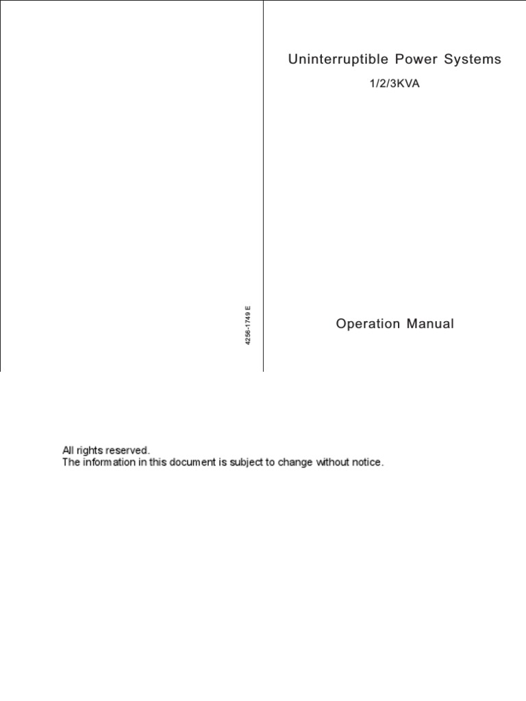 Uninterruptible Power Systems: Operation Manual | PDF | Power Inverter ...