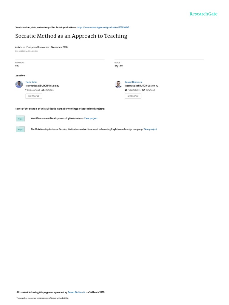 Socratic Method As An Approach To Teaching | PDF | Socrates | Critical ...