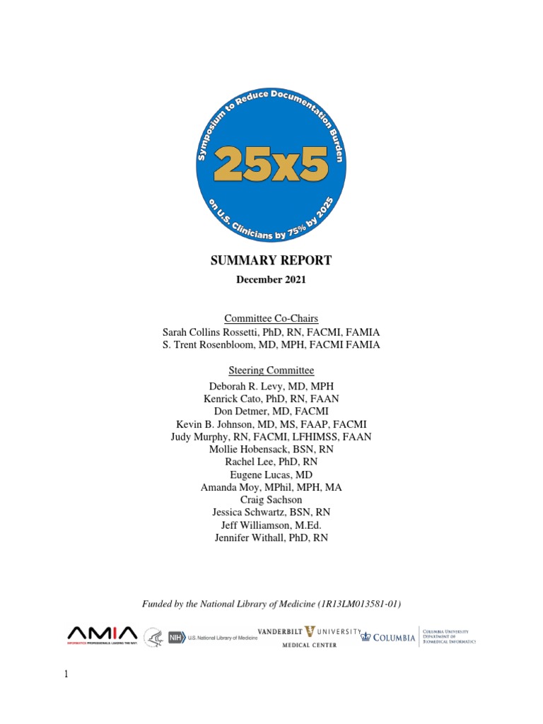 25 by 5 Initiative To Reduce Documentation Burden On U.S. Clinicians by ...