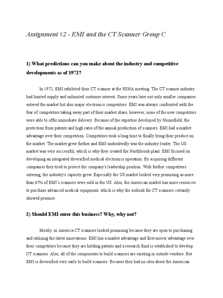 Assignment #2 - EMI and The CT Scanner Group C | PDF | Emi | Ct Scan