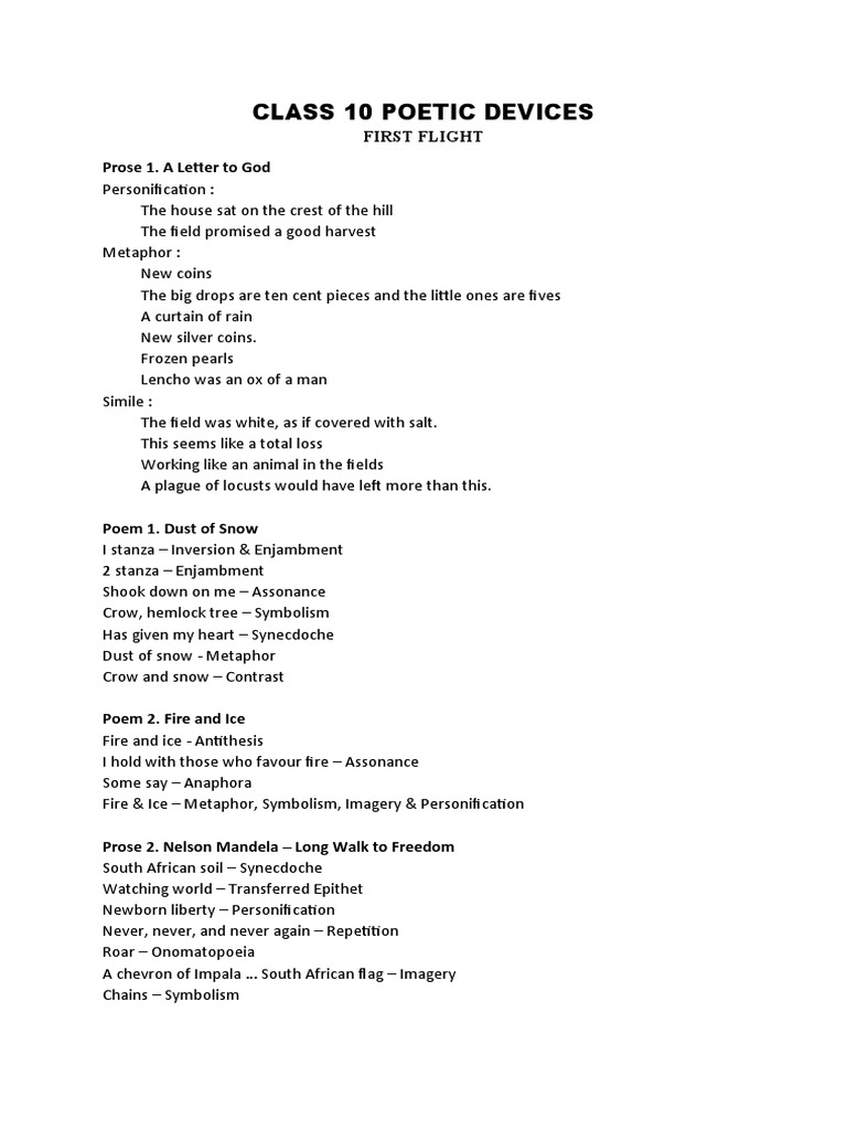 Class 10 Poetic Devices | PDF | Poetry