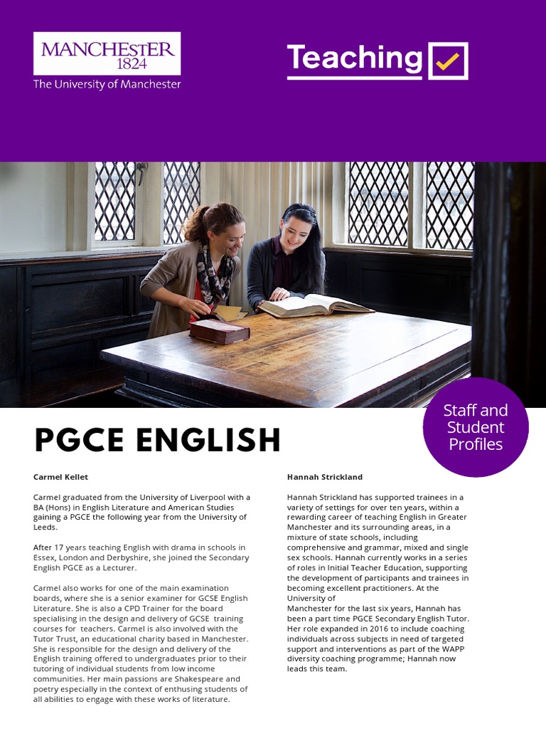 Pgce English: Staff and Student Profiles | PDF | Teachers | University