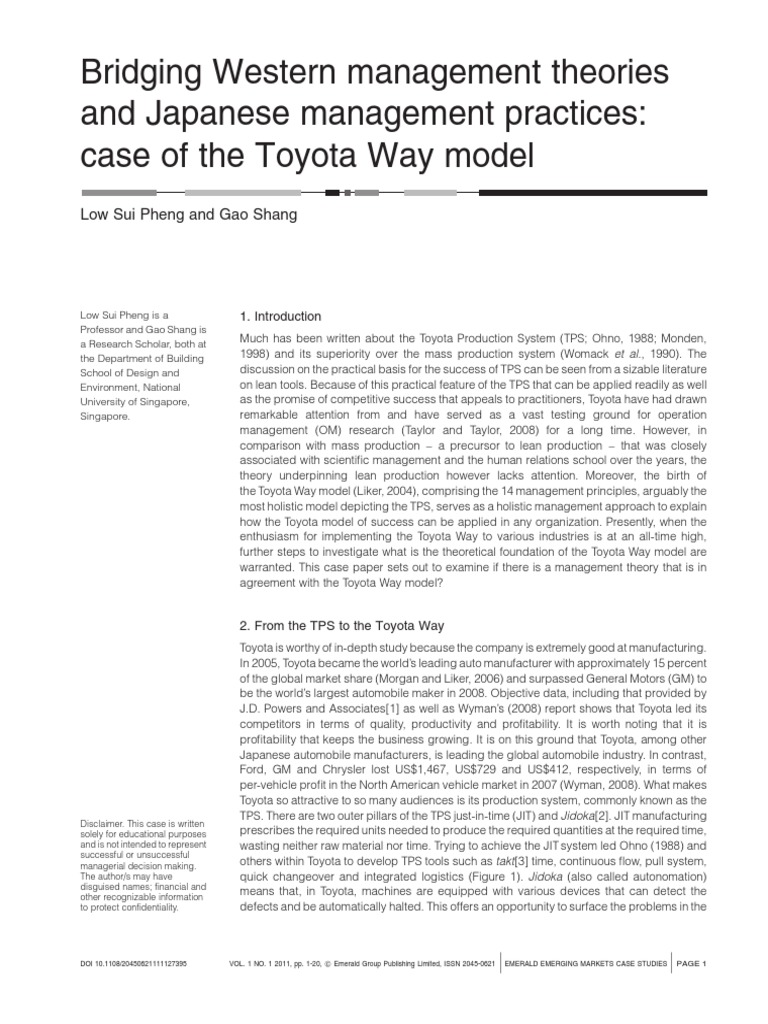 Case Study of Toyota | PDF | Lean Manufacturing | Motivational