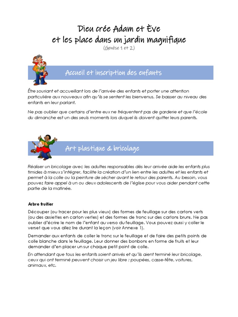 Adam Eve Jardin 3-4 Ans | PDF | Livre de la Genèse | Ève