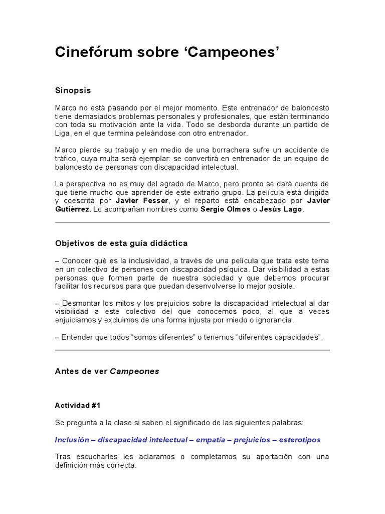 Inclusión y Campeones en el Deporte | PDF | Invalidez | Exclusión social