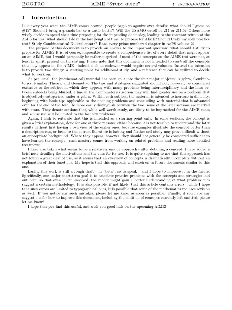 AIME Need-To-Know | Download Free PDF | Zero Of A Function | Factorization