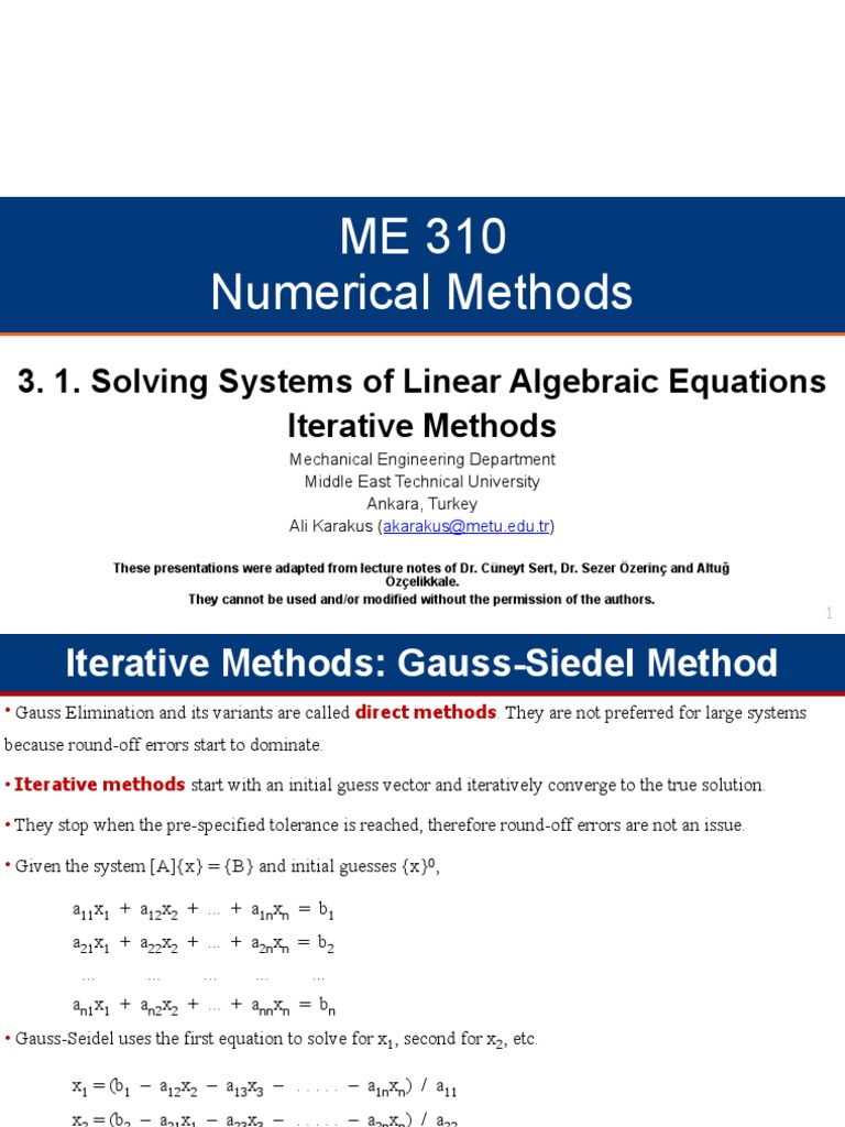 3 3 Iterative Methods ME 310 Fall 2020 | PDF | Mathematical Logic ...
