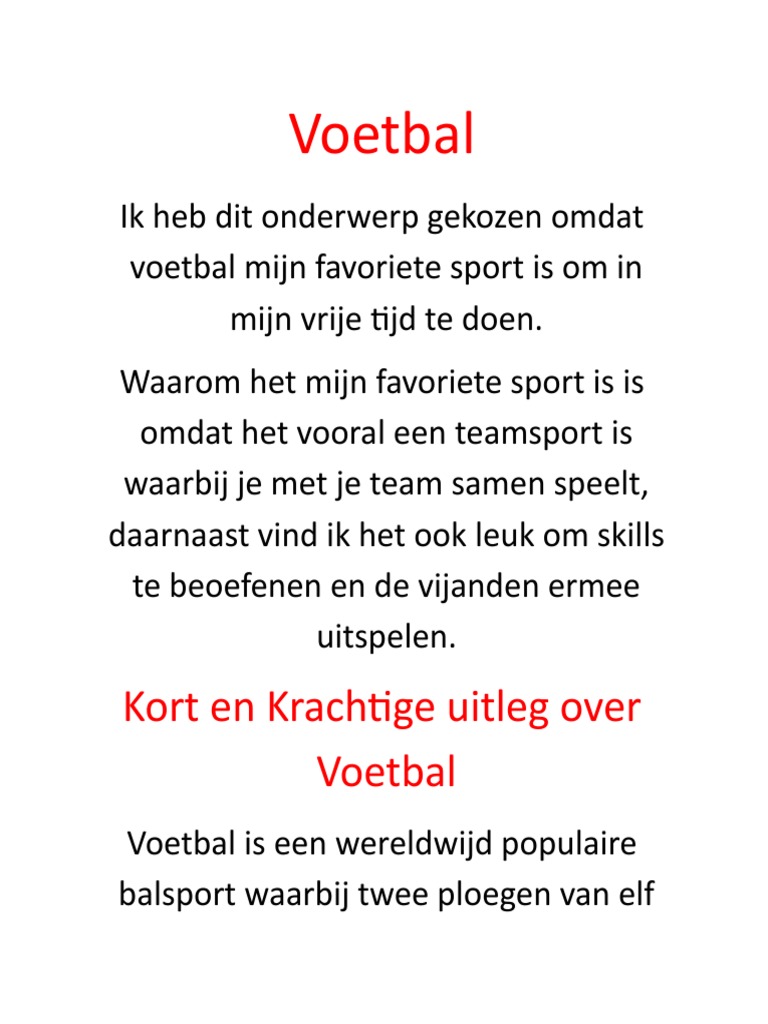 Voetbal: Kort en Krachtige Uitleg Over Voetbal | PDF