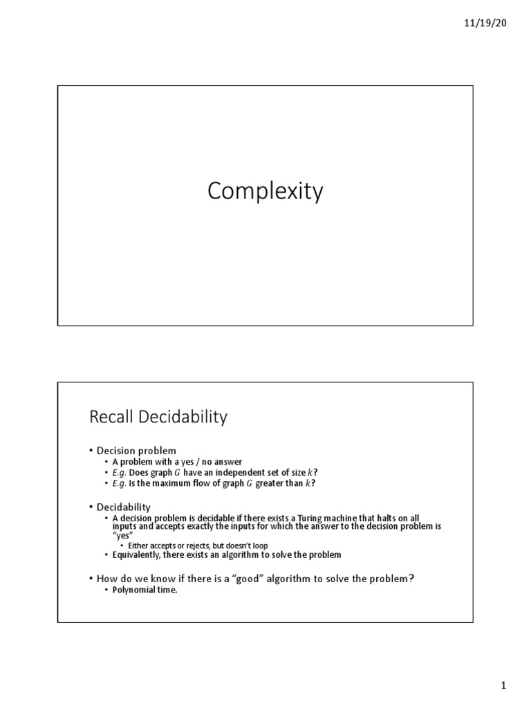 Lec20 Complexity Pdf Time Complexity Computational Complexity Theory