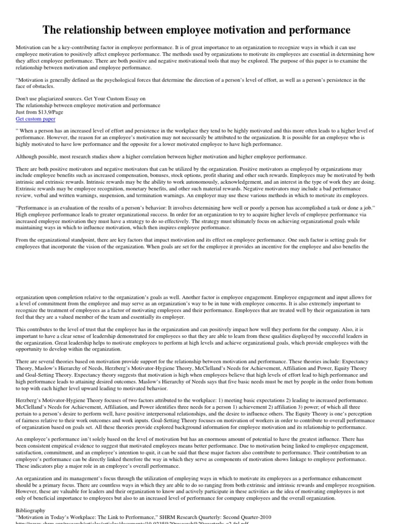 The Relationship Between Employee Motivation and Performance | PDF ...