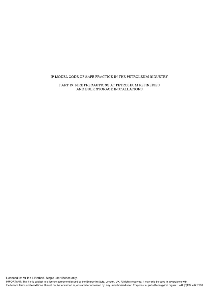 Ip Model Code of Safe Practice in The Petroleum Industry Part 19: Fire ...