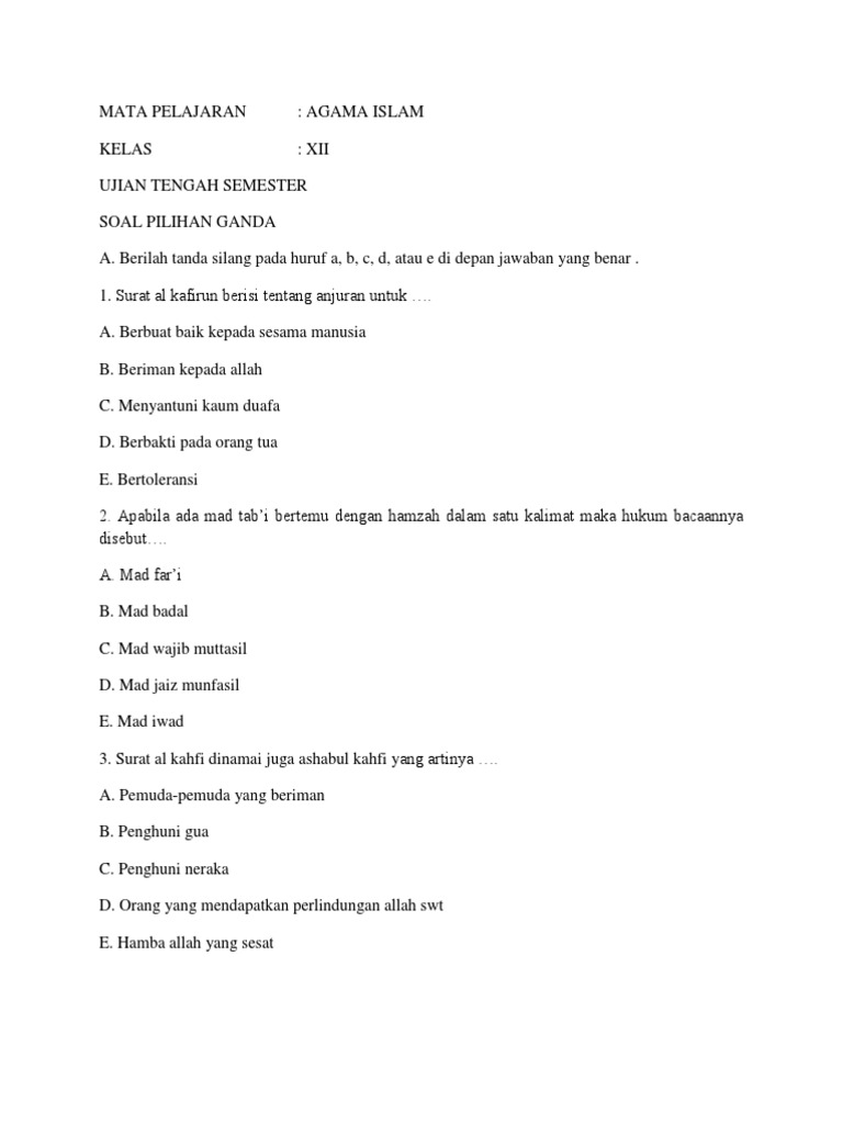 Uts - Agama Islam | PDF