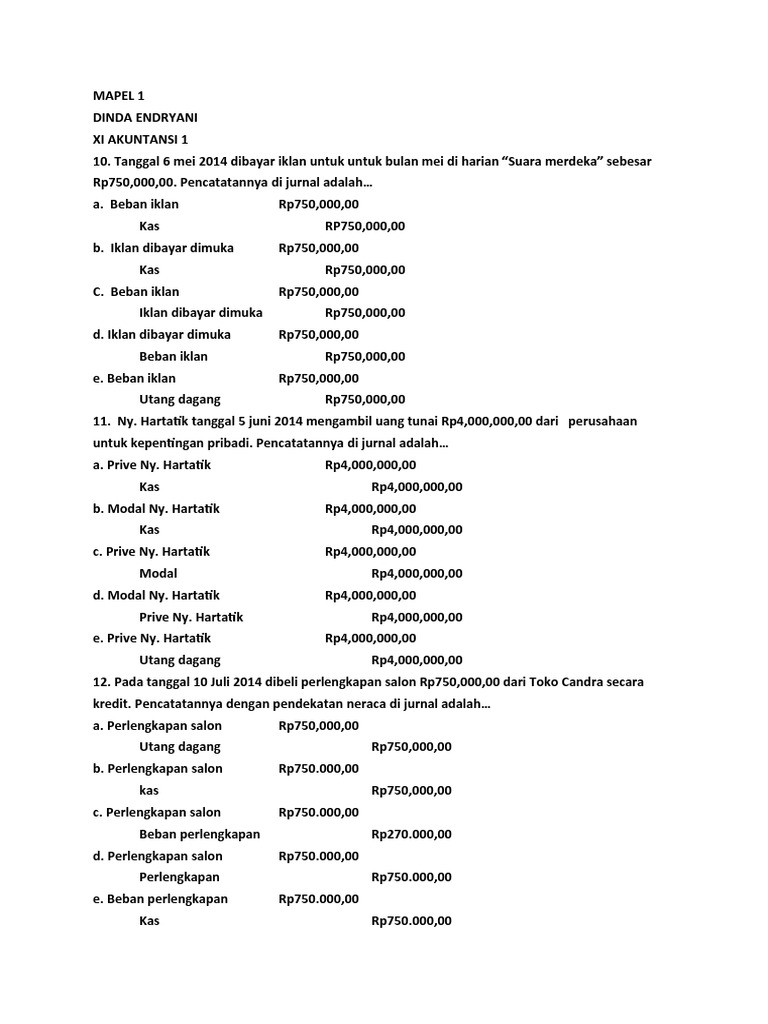 Dinda Endryani XI AKL 1 (Tugas MR Bas) | PDF