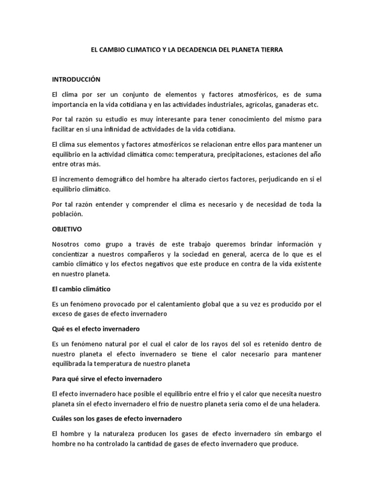 Cambio Climatico | PDF | Gases de efecto invernadero | Dióxido de carbono
