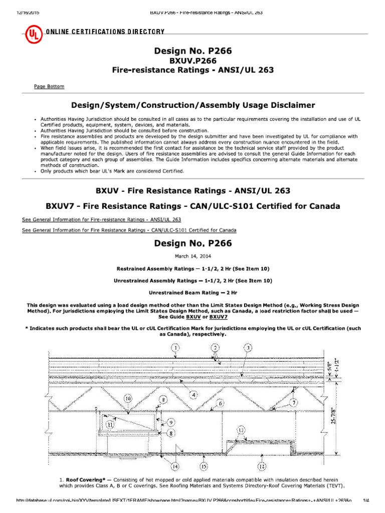 BXUV.P266 - Fire-Resistance Ratings - ANSI - UL 263 | PDF