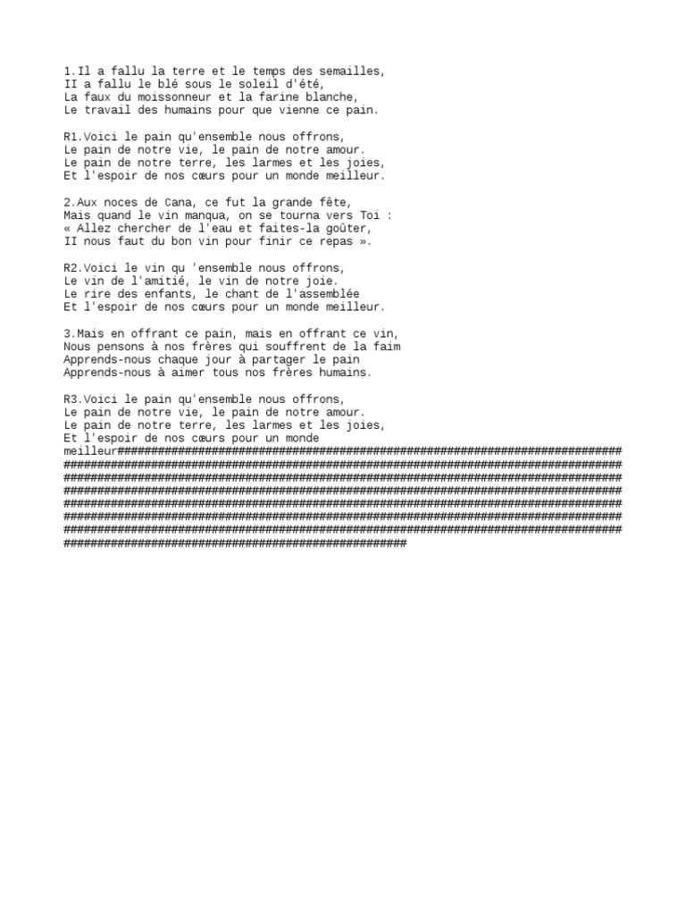 Offrande de Pain et Vin en Chanson | PDF