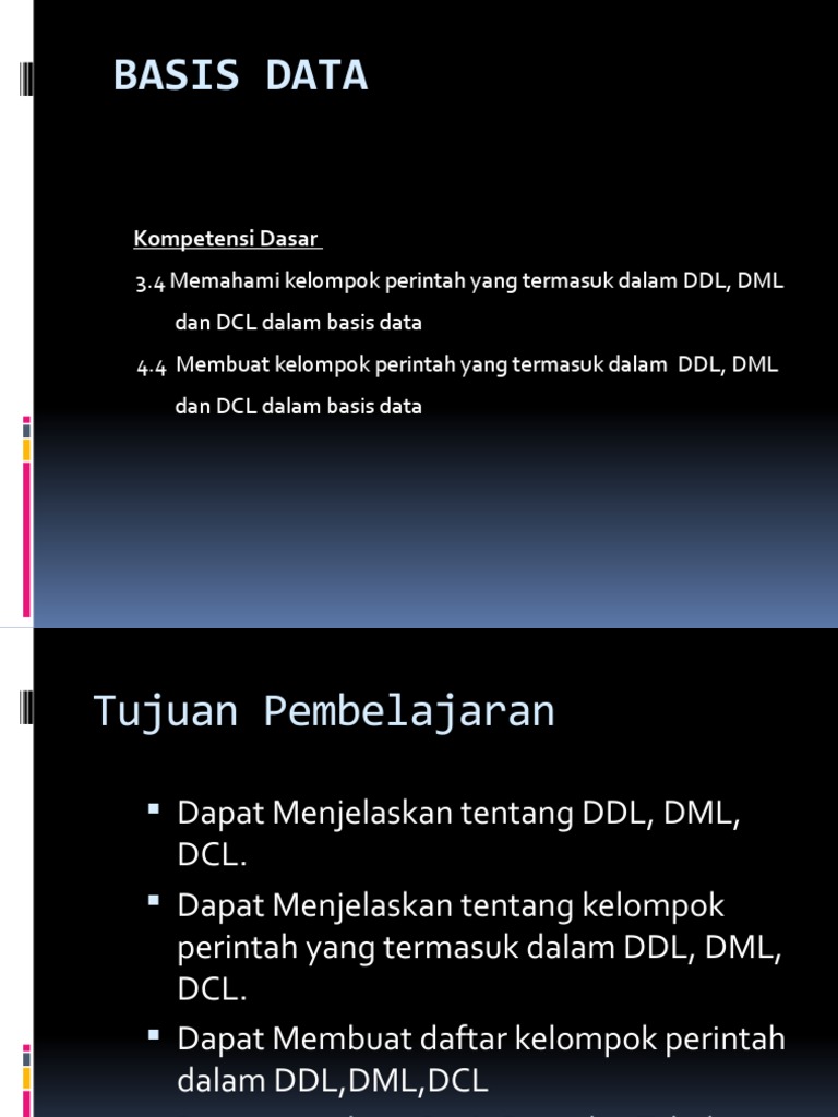 Basis Data 3 4 DDL DML DCL | PDF