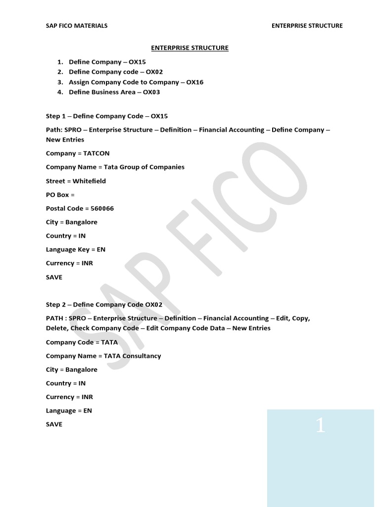 Sap Fico Materials Enterprise Structure | PDF | Expense | Income Statement