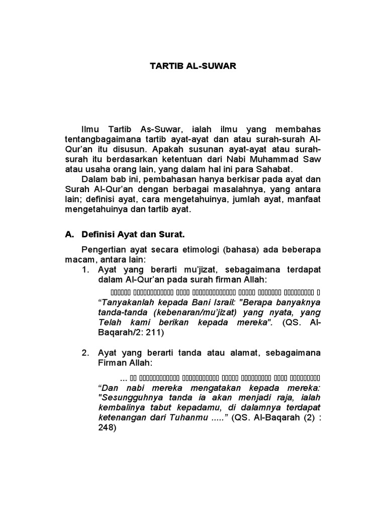 Daras 10 Tartib Al-Suwar 91-106 | PDF