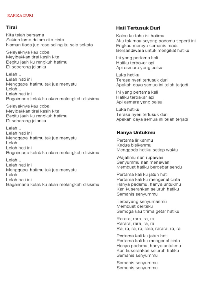 Lirik Lagu Cinta Rafika Duri | PDF | Puisi