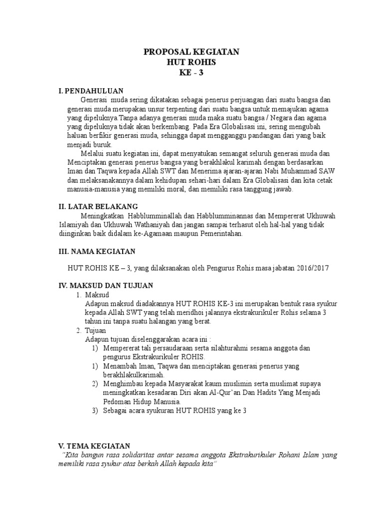Proposal Hut Rohis | PDF