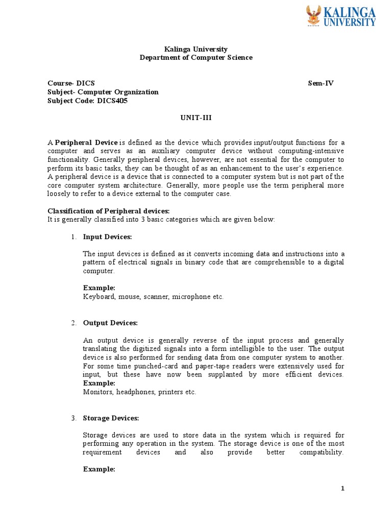 Peripheral Devices Explained | PDF | Input/Output | Central Processing Unit