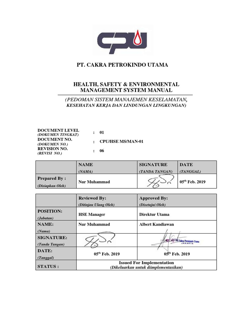 HSE Manual, Master List SOP, Verifikasi, MWT | PDF