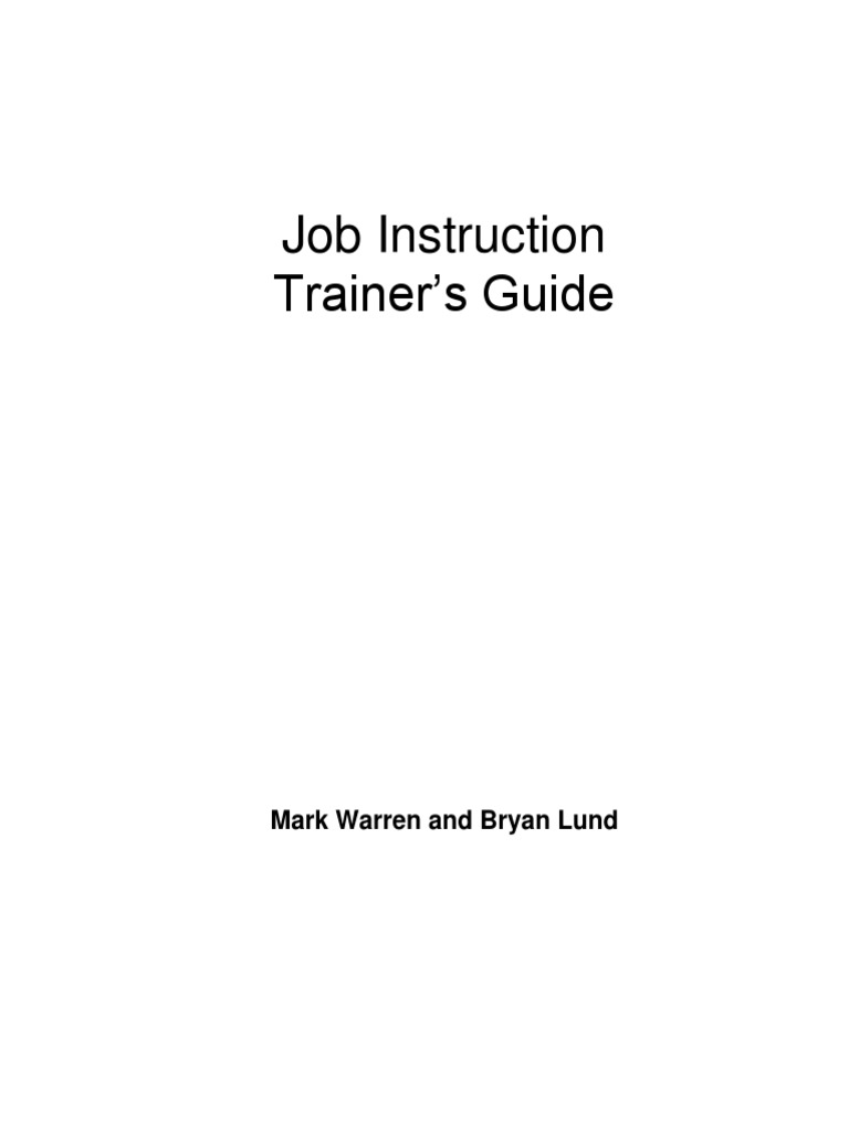 Job Instruction Trainer S Guide Pdf Leadership Policy