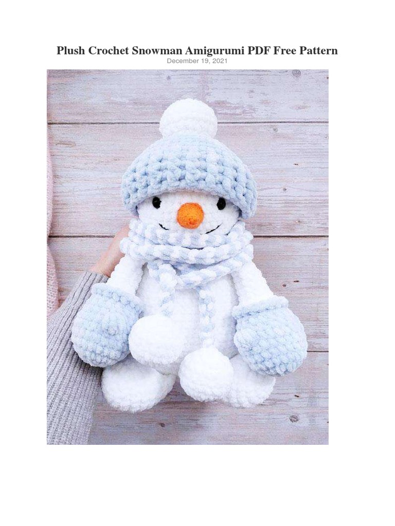 Free Plush Snowman Amigurumi Pattern | PDF | Crochet | Amigurumi