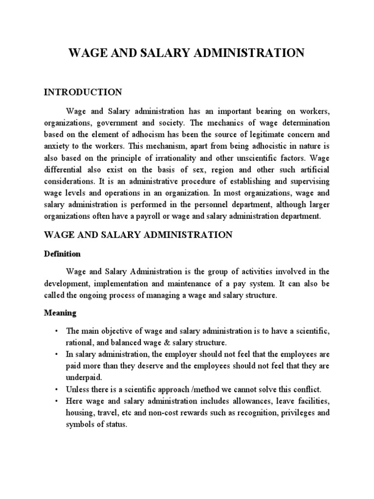Wage and Salary Administration | PDF | Salary | Employment