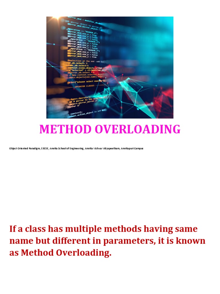 TH L8 Method Overloading | PDF | Method (Computer Programming) | Inheritance (Object Oriented ...